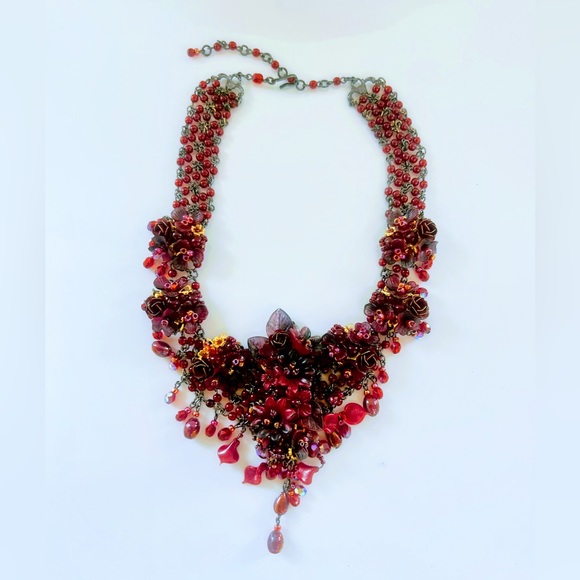 Vintage Jewelry Colleen Toland Roses Are Red Hand Beaded Full Set Miriam Haskell Style Evc